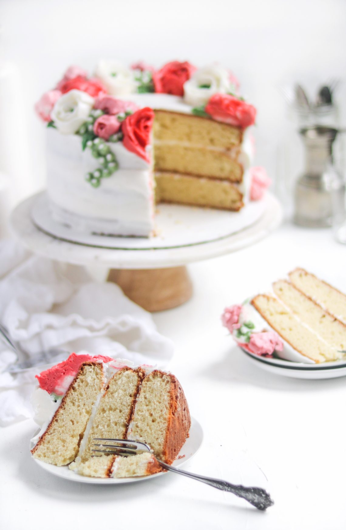 Beautiful Buttercream Flower Vanilla Layer Cake – Peaches 2 Peaches