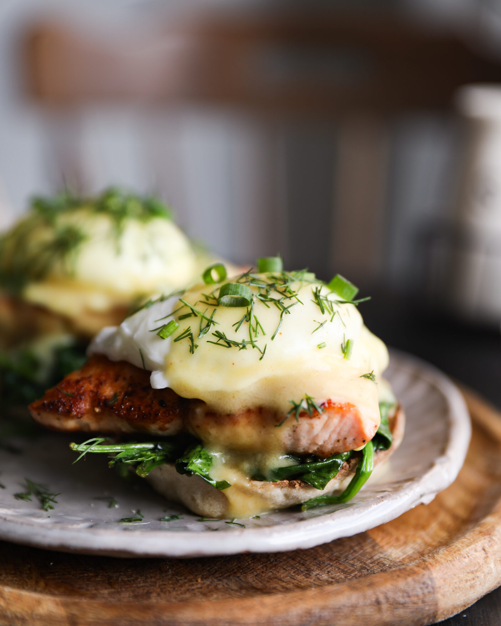 Seared Salmon Eggs Benedict – Peaches 2 Peaches
